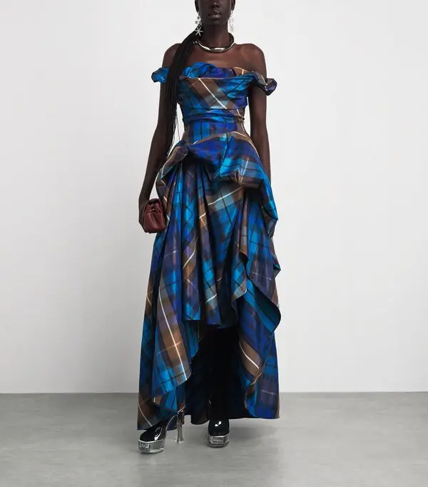VIVIENNE WESTWOOD Tartan Off-the-shoulder Gown