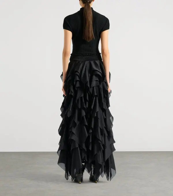 Balmain Silk Ruffled Maxi Skirt