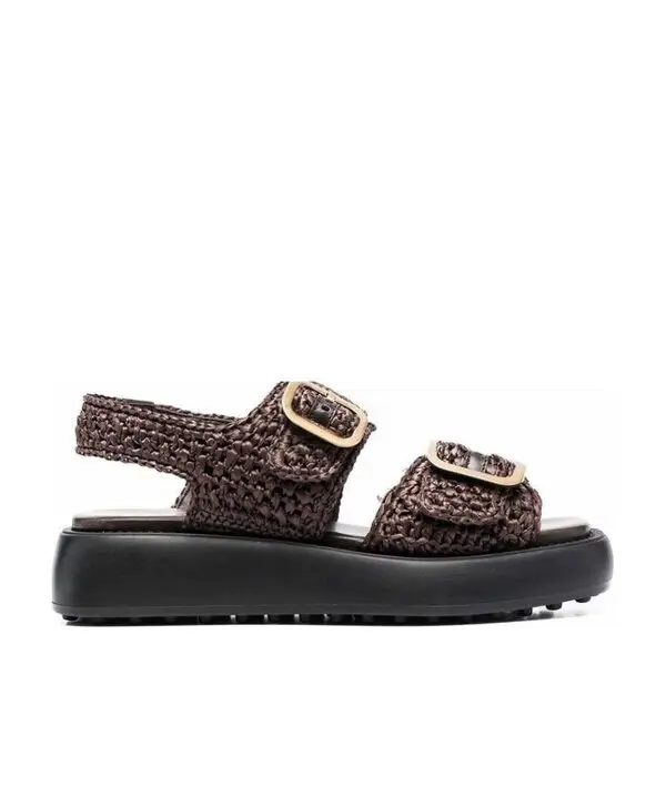 TOD'S Buckle Detail Woven Sandals