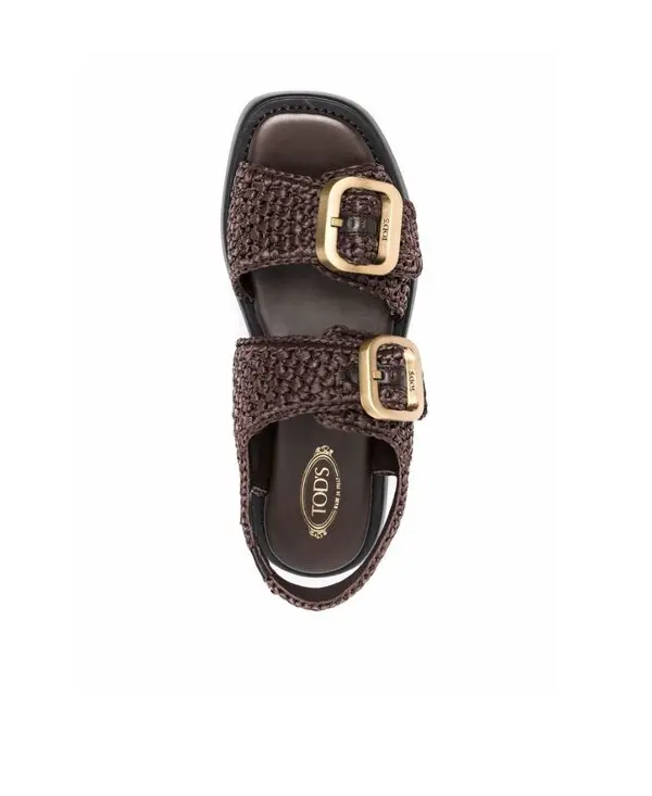 TOD'S Buckle Detail Woven Sandals