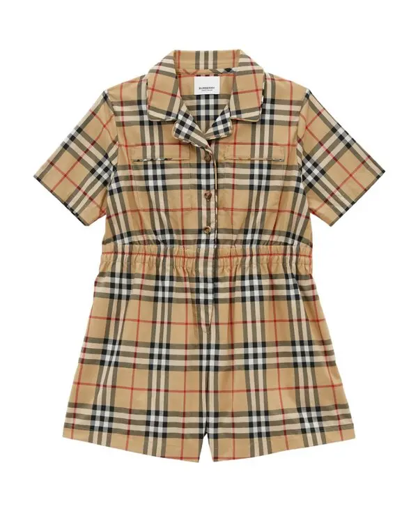 Burberry Vintage Check Stretch-cotton Twill Playsuit - Yellow