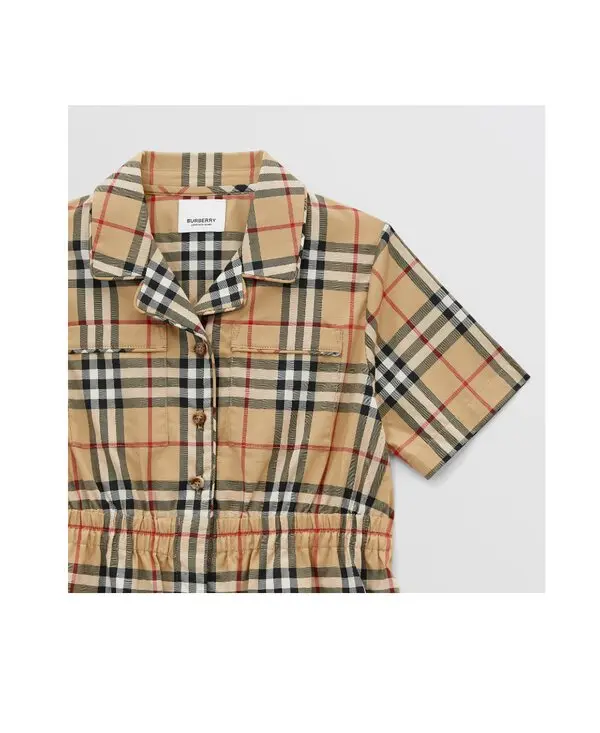 Burberry Vintage Check Stretch-cotton Twill Playsuit - Yellow
