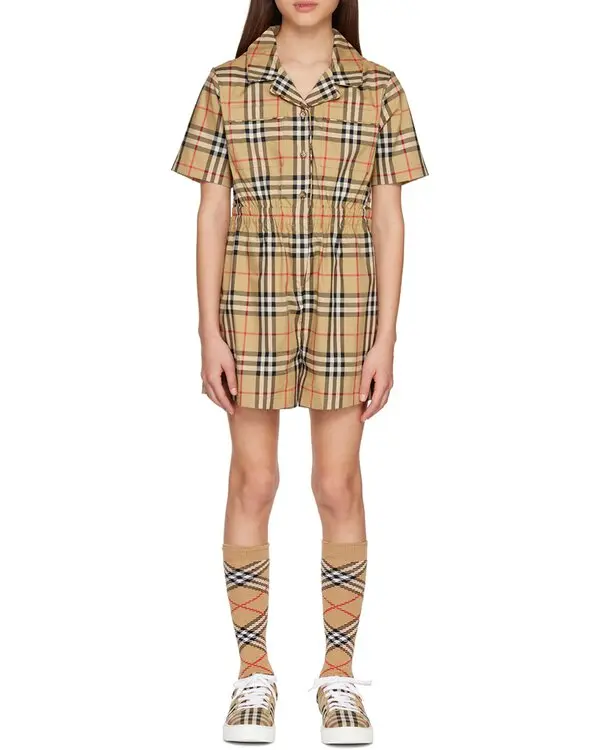 Burberry Vintage Check Stretch-cotton Twill Playsuit - Yellow