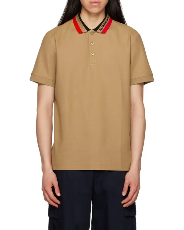 Burberry Collar-stripe Logo Piqué Polo Shirt - Nude