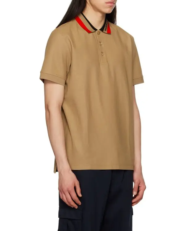 Burberry Collar-stripe Logo Piqué Polo Shirt - Nude