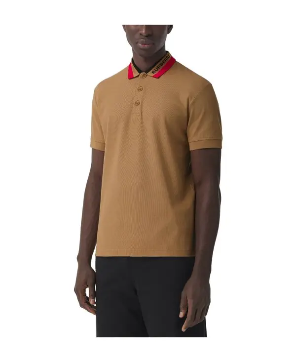 Burberry Collar-stripe Logo Piqué Polo Shirt - Nude