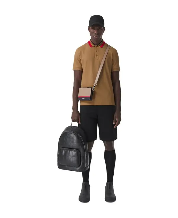 Burberry Collar-stripe Logo Piqué Polo Shirt - Nude