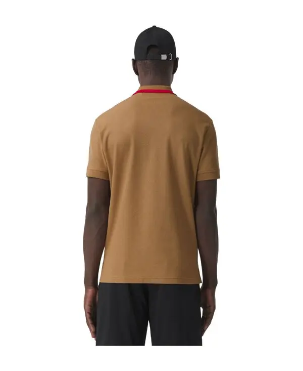 Burberry Collar-stripe Logo Piqué Polo Shirt - Nude