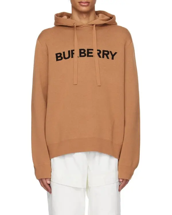 Burberry Logo Intarsia Knit Hoodie