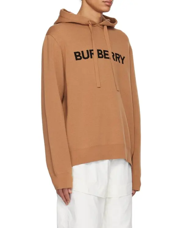 Burberry Logo Intarsia Knit Hoodie