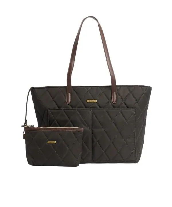 Barbour Logo Patch Quilted Tote Bag - Olive