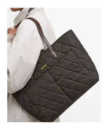 Barbour Logo Patch Quilted Tote Bag
