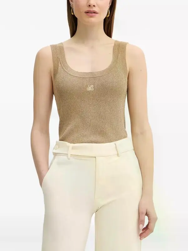 Luisa Spagnoli Zaida Ribbed-knit Logo-embroidered Top