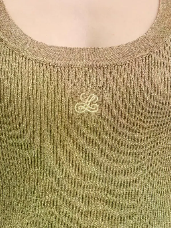 Luisa Spagnoli Zaida Ribbed-knit Logo-embroidered Top
