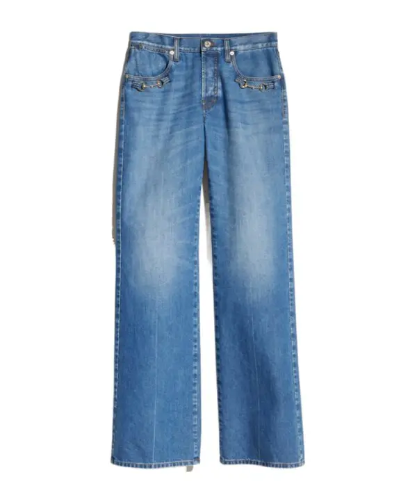 Gucci Bootcut Cotton Denim Pants With Horsebit Detail