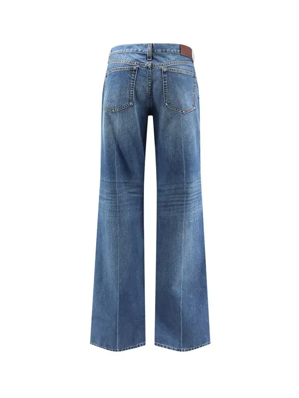 Gucci Bootcut Cotton Denim Pants With Horsebit Detail
