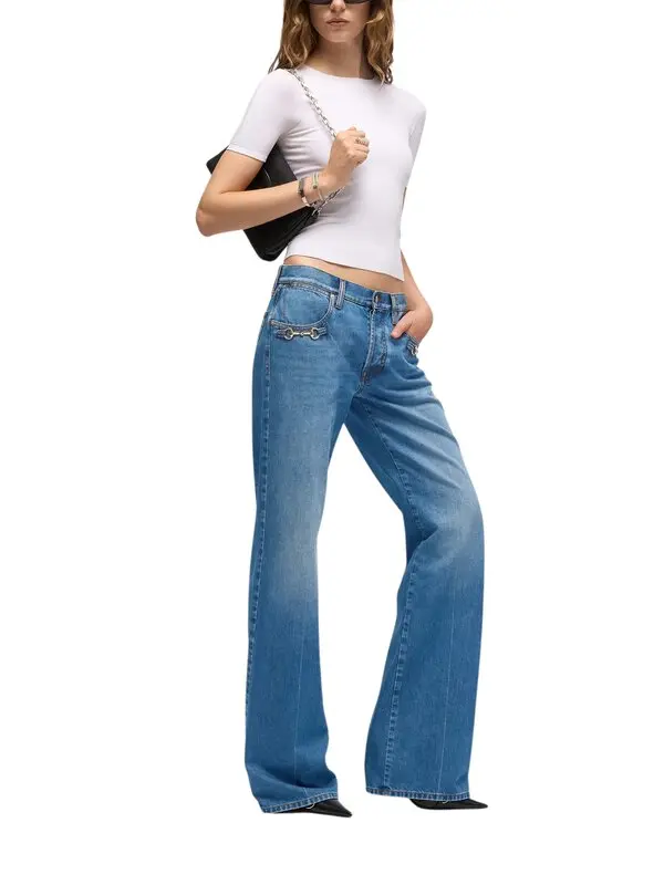 Gucci Bootcut Cotton Denim Pants With Horsebit Detail