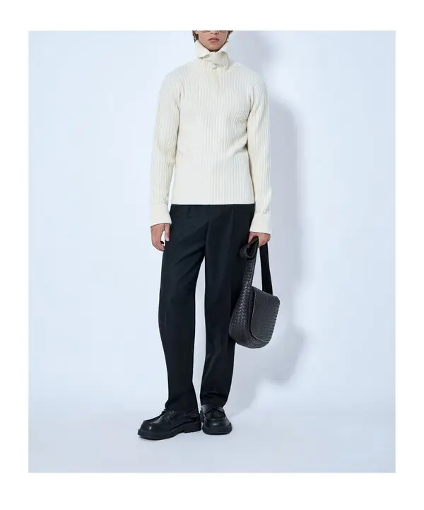 Bottega Veneta Long Sleeve Knit Top With Zip Collar