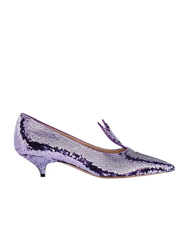 Dior Whisper Sequined Pointed Toe Kitten Heel Pumps