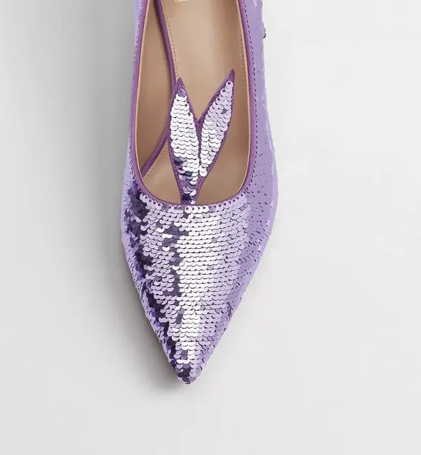 Dior Whisper Sequined Pointed Toe Kitten Heel Pumps