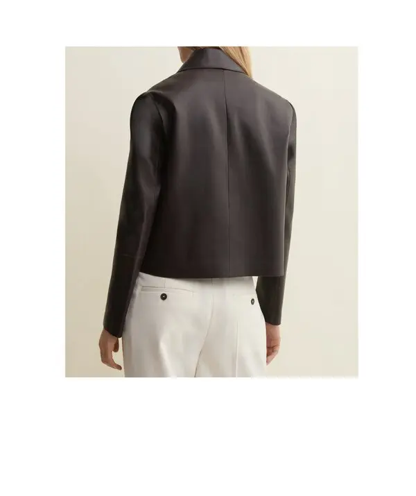ARMA Cropped Leather Jacket With Classic Collar