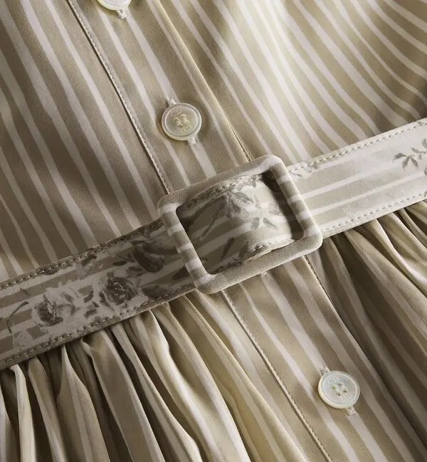 Dior Mid-length Belted Dress With Toile De Jouy Floral Garden Motif
