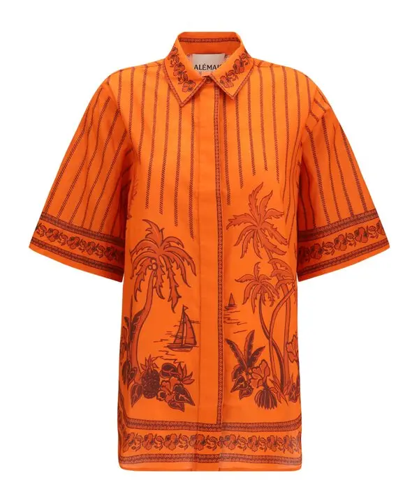 ALEMAIS Printed Oversized Shirt - Orange