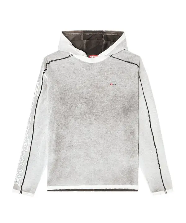 DIESEL® T-riven Long-sleeve Hoodie - Gray/white