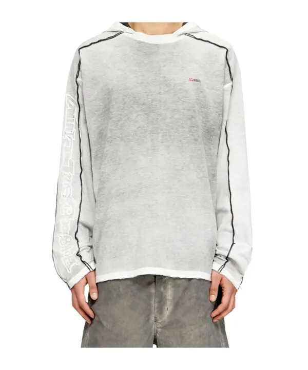 DIESEL® Long-sleeve Hoodie With Spray Treatment And Logo Embroidery