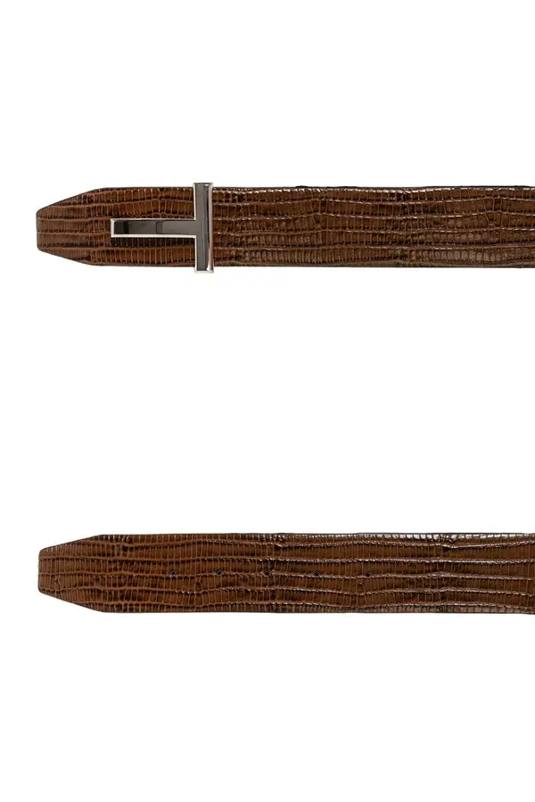 TOM FORD Textured Logo Buckle Belt