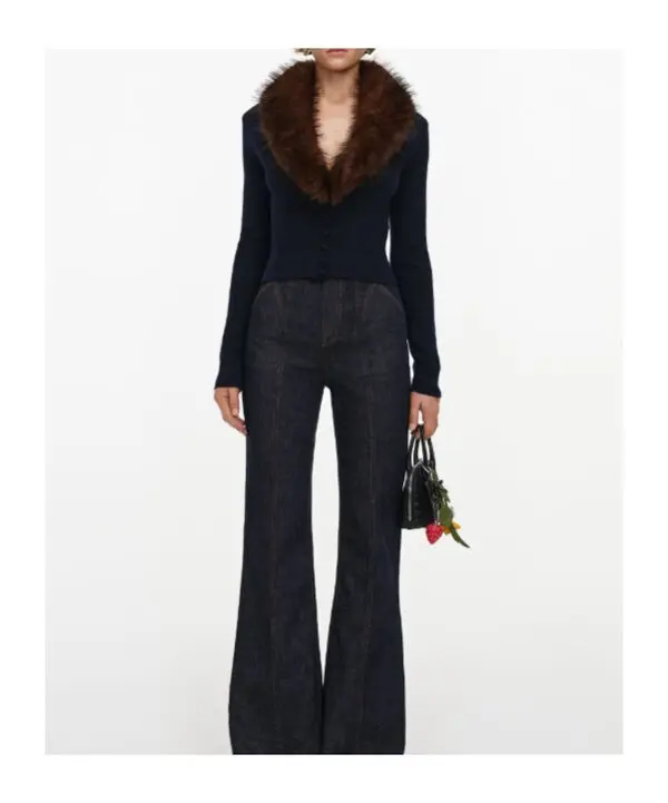 SELF-PORTRAIT Faux Fur Knit Cardigan