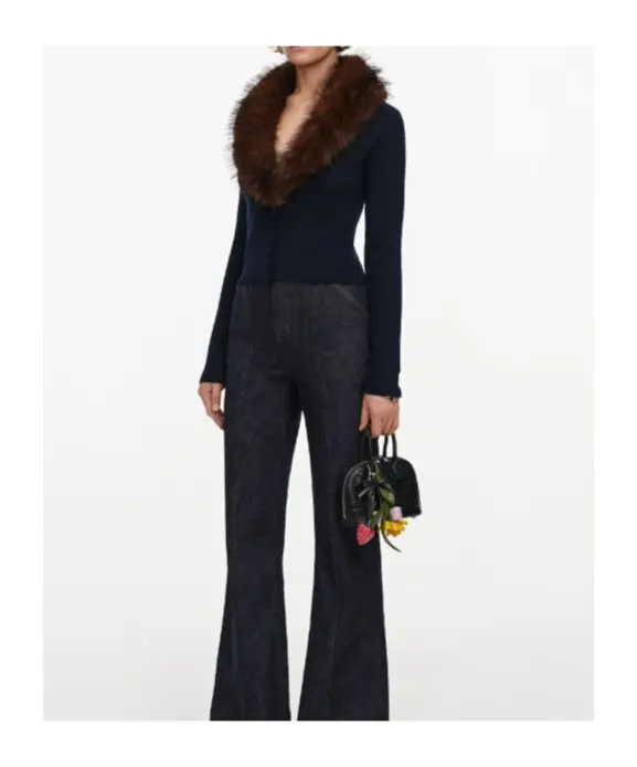 SELF-PORTRAIT Faux Fur Knit Cardigan