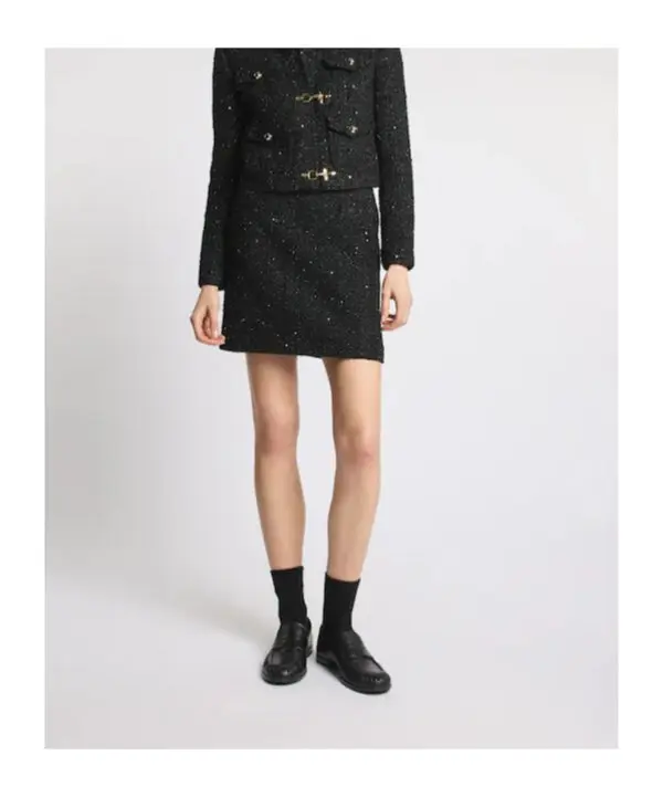 FAY Short Skirt In Bouclé Tweed With Sequins