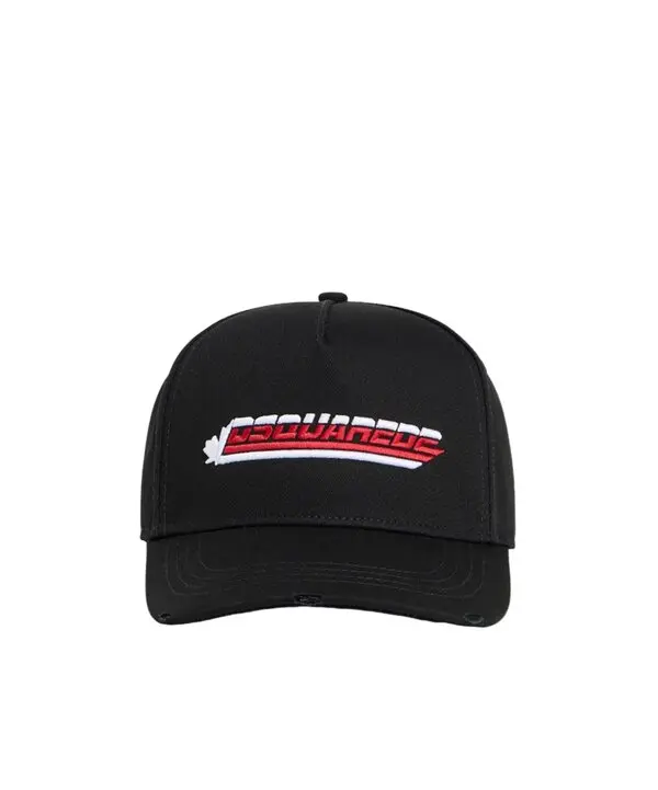 Dsquared2 Logo-embroidered Distressed Baseball Cap - Black