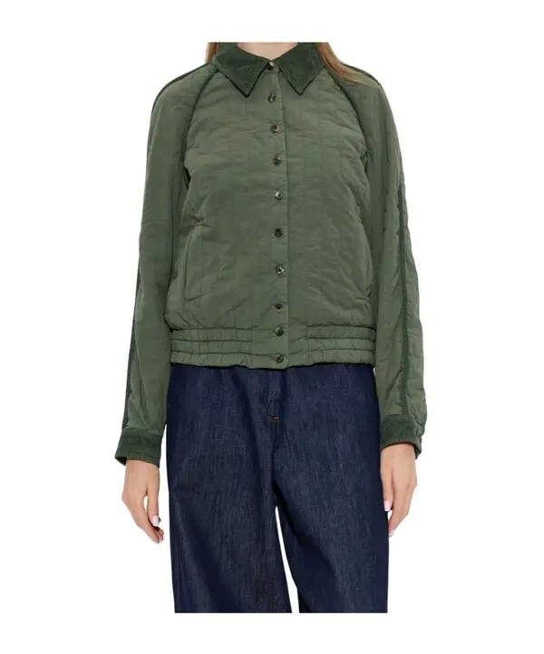 Dries Van Noten Quilted Long Sleeve Button Jacket