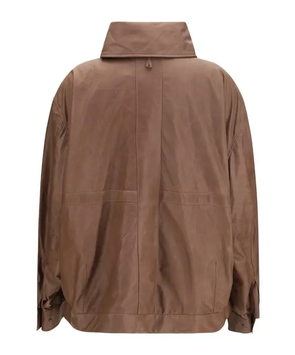 Calvin Klein Isa Belted High Collar Leather Jacket