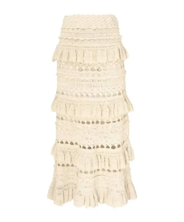 Zimmermann Waverly Crochet Midi Skirt