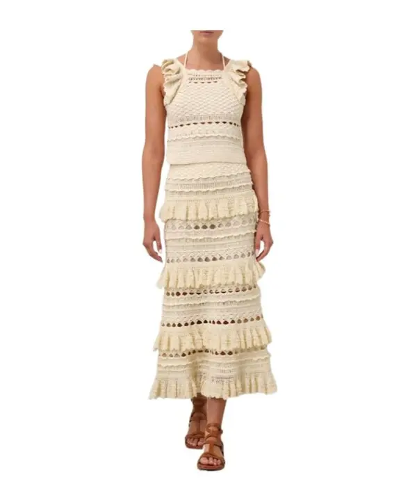 Zimmermann Waverly Crochet Midi Skirt