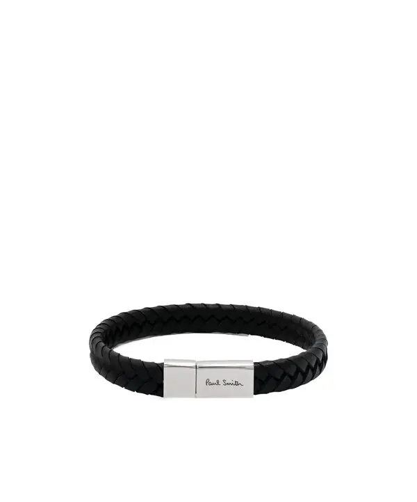 Paul Smith Braided Logo Engraved Bracelet - Black