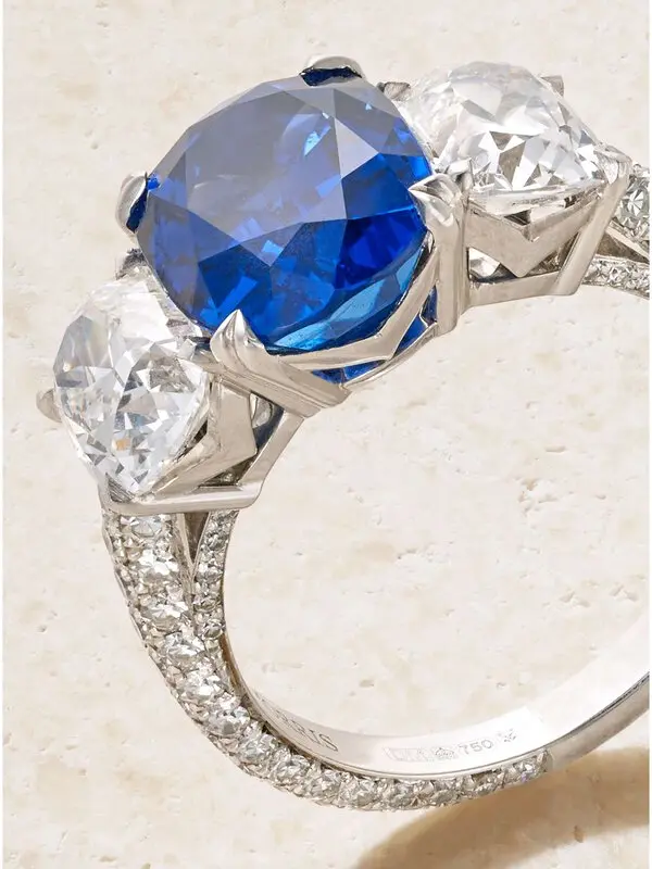 DAVID MORRIS 18-karat White Gold, Diamond And Sapphire Ring