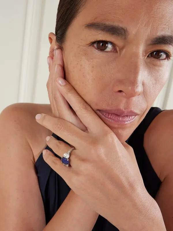 DAVID MORRIS 18-karat White Gold, Diamond And Sapphire Ring