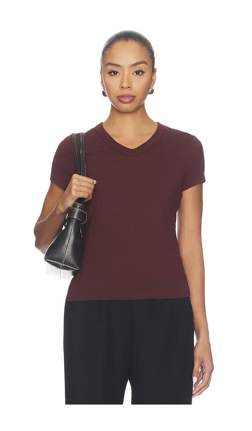 Veronica Beard Devin V-neck Tee In Brown