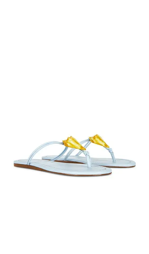 Farm Rio Shell Flat Sandal In Metallic Gold - Ice Blue