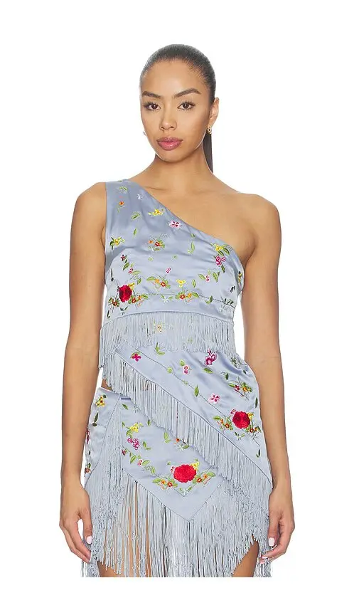 NIIHAI Lara Fringe Top - Powder Blue