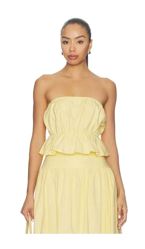 SNDYS. Nesa Strapless Top In Yellow - Pollen