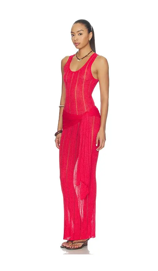 Superdown Macie Drape Maxi Dress In Red