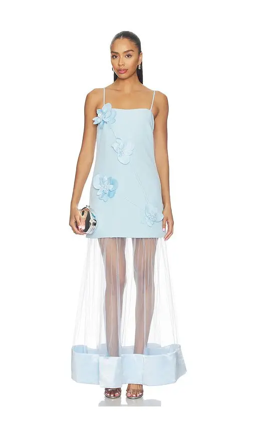 ELLIATT Reina 3d Floral Gown In Baby Blue - Sky Blue