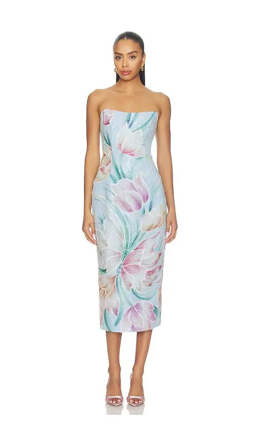 ELLIATT Priselle Strapless Midi Dress In Multi