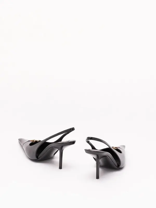 Saint Laurent Babylone Slingback Pumps With Gold Tone Detailing - Multicolor