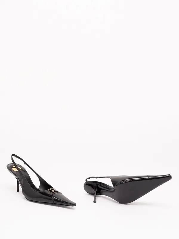Saint Laurent Babylone Slingback Pumps With Gold Tone Detailing - Multicolor